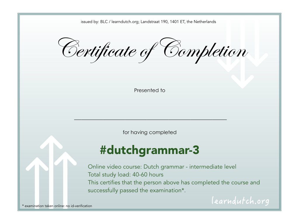 #dutchgrammar certificate of completion.003 - Learn Dutch Online #dutchgrammar certificate of completion.003 - Learn Dutch Online