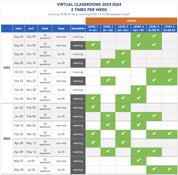 virtual classrooms dutch course 2024 - Learn Dutch Online